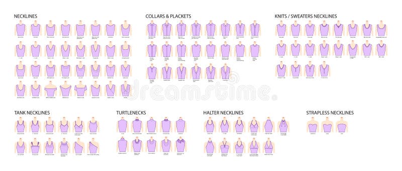 Set of Necklines Clothes - Collars, Plackets, Knits, Sweaters, Tops ... Set of Necklines Clothes - Collars, Plackets, Knits, Sweaters, Tops ...