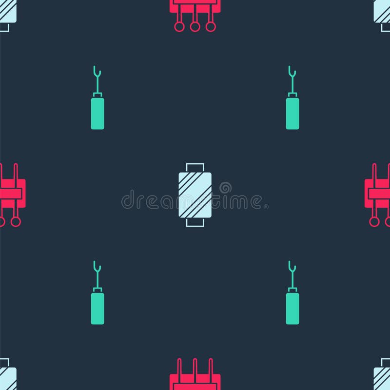 Set Needle for Sewing, Sewing Thread on Spool and Awl Tool on Seamless Pattern. Vector Stock ...
