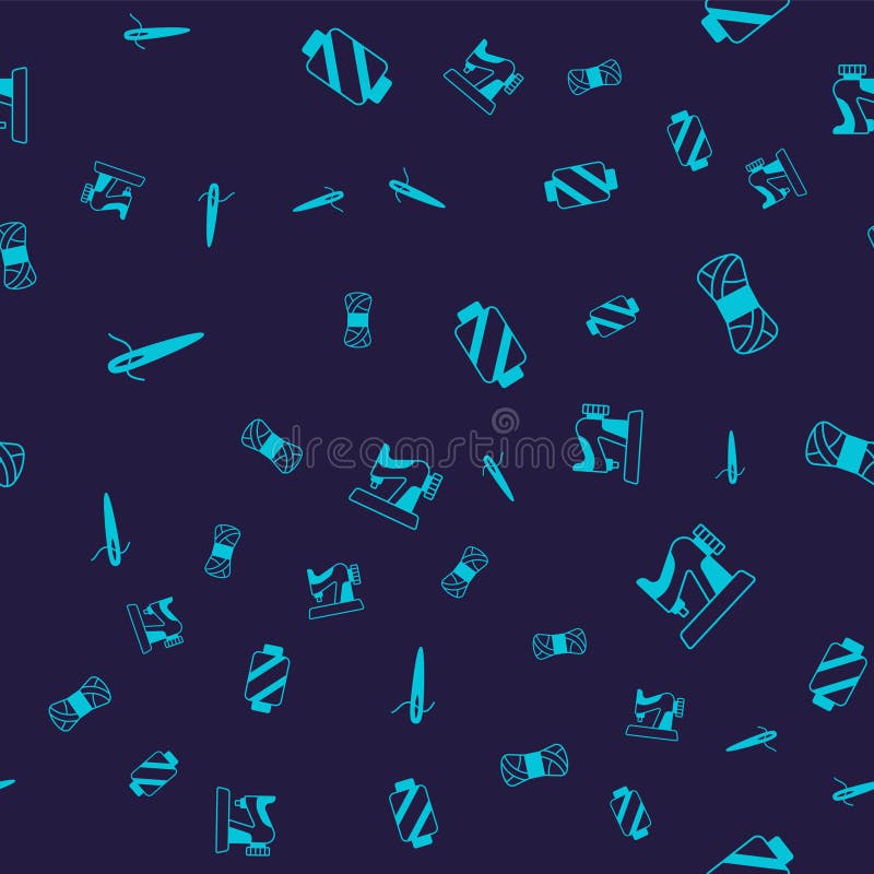 Set Needle for Sewing with Thread, Yarn, Sewing on Spool and Machine on Seamless Pattern. Vector ...