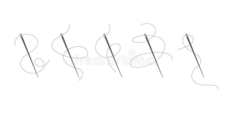 A Set of Needles and Thread. Embroidery and Needlework. Line Art ...