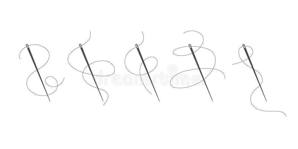 A Set of Needles and Thread. Embroidery and Needlework. Line Art ...