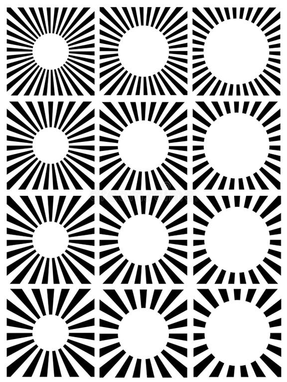 Set of 12 Vector Negative Circle Sunbeams Preview Jpeg Stock Vector ...
