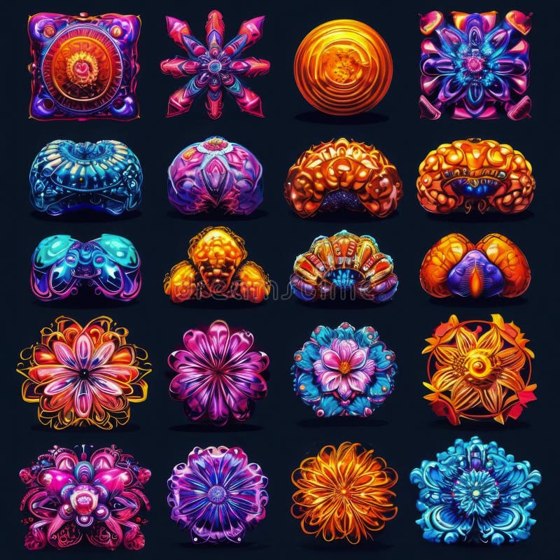 Neon 3D Abstract Objects Set Stock Illustration - Illustration of ...