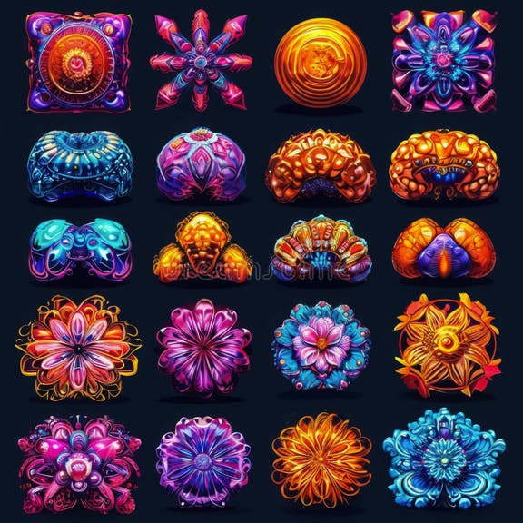 Neon 3D Abstract Objects Set Stock Illustration - Illustration of background, vector: 368518721