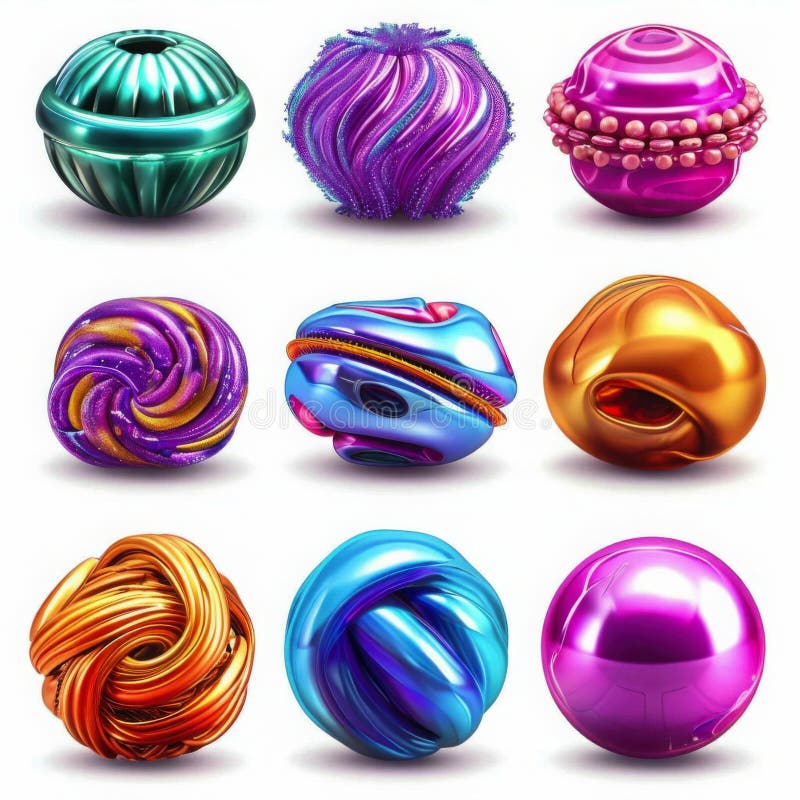 Neon 3D Abstract Objects Set Stock Illustration - Illustration of ...