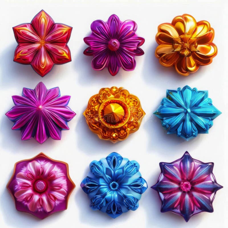 Neon 3D Abstract Objects Set Stock Illustration - Illustration of ...