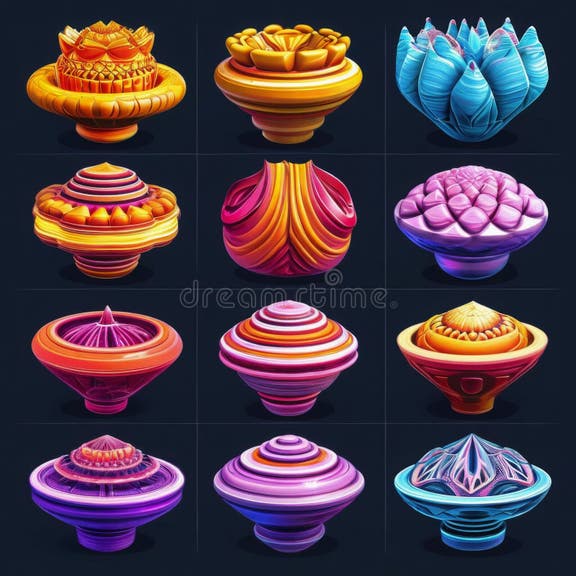 Neon 3D Abstract Objects Set Stock Illustration - Illustration of digital, artistic: 368519012