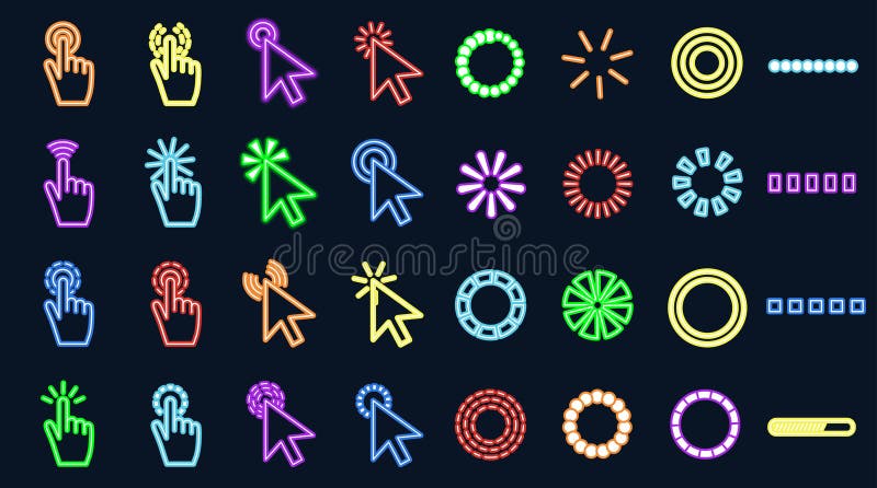 Set of neon cursors stock vector. Illustration of select - 274928917