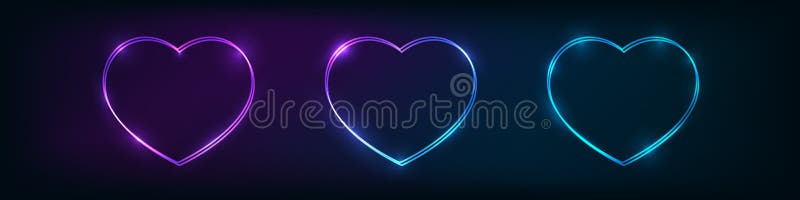 Set of Neon Double Frames with Shining Effects Stock Vector ...