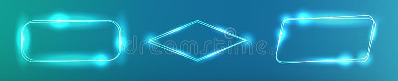 Set of Neon Double Frames with Shining Effects Stock Vector ...