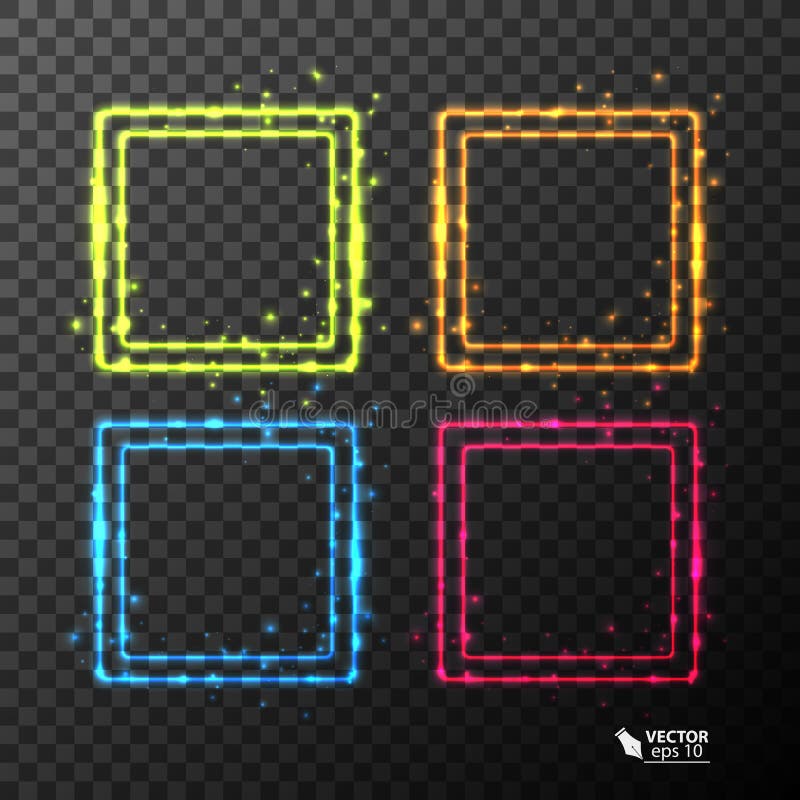 Set of Neon Frames with Different Color Stock Vector - Illustration of ...
