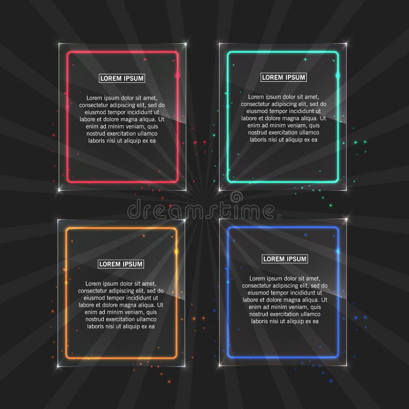 Set of Neon Frames with Different Color Stock Vector - Illustration of ...
