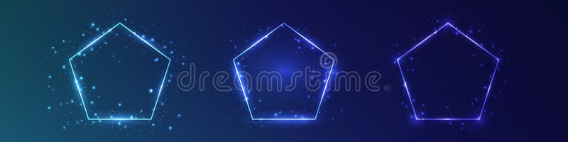 Set of Neon Frames with Shining Effects and Sparkles Stock Vector ...