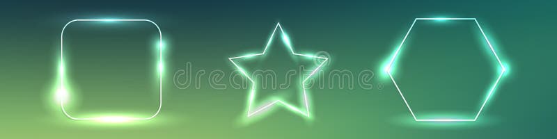 Set of Neon Frames with Shining Effects Stock Vector - Illustration of ...
