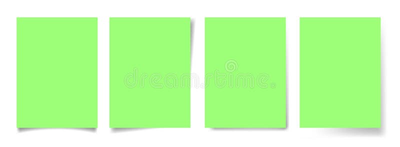 Set of Neon Green Paper Sheets with Shadows. A4 Document Template ...