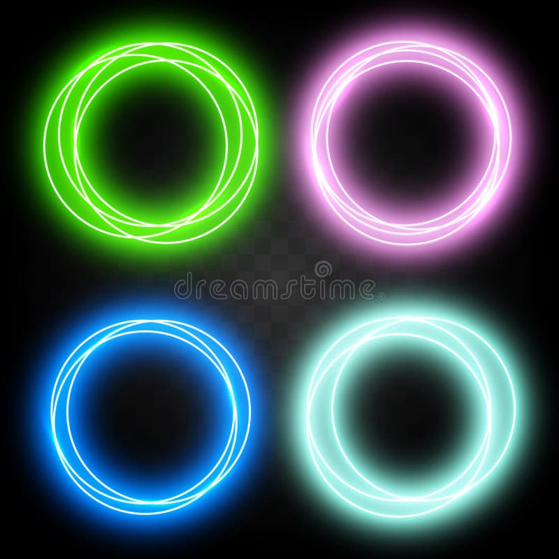 Set of Neon Rings for Design Stock Vector - Illustration of light ...