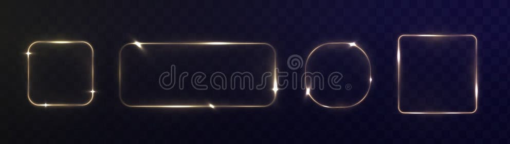 Set of Neon Signs with Rectangular and Square Frames, Glowing Light ...