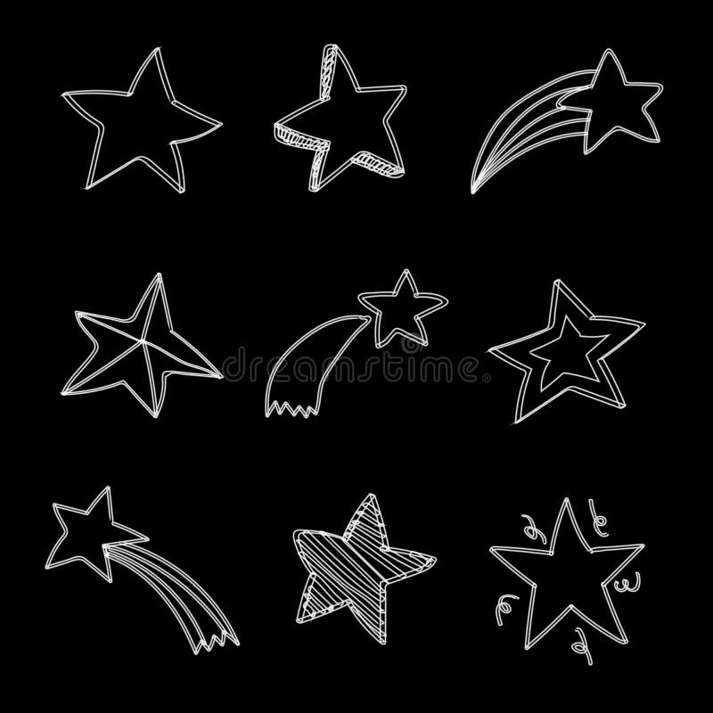 Set of Neon Stars Hand Drawing. Vector Stock Vector - Illustration of ...