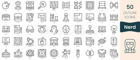 Set of Nerd Icons. Thin Linear Style Icons Pack Stock Vector ...