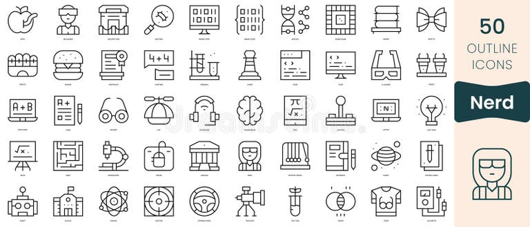 Set of Nerd Icons. Thin Linear Style Icons Pack Stock Vector ...