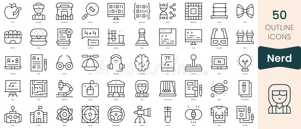 Set of Nerd Icons. Thin Linear Style Icons Pack Stock Vector ...