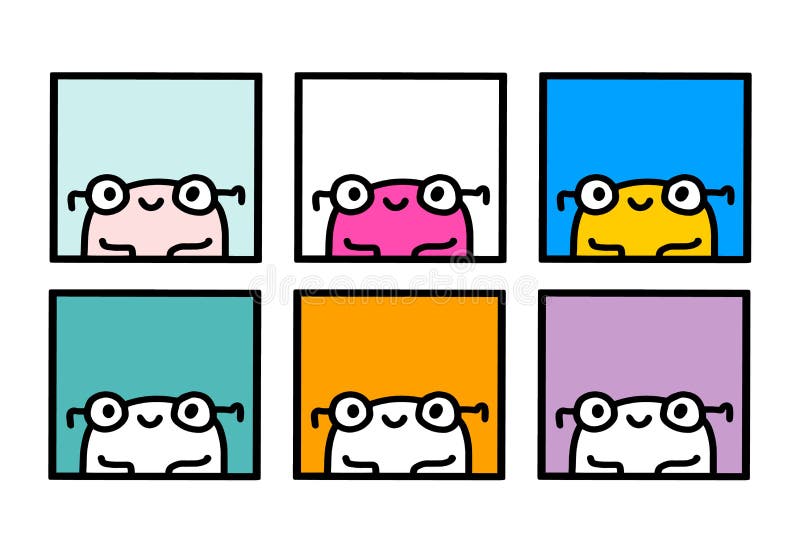 Set of Nerds Hand Drawn Vector Logo Icon Symbol in Cartoon Doodle Style ...