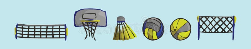 Set of Netball Cartoon Icon Design Template with Various Models. Modern ...