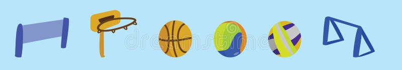 Set of Netball Cartoon Icon Design Template with Various Models. Vector ...