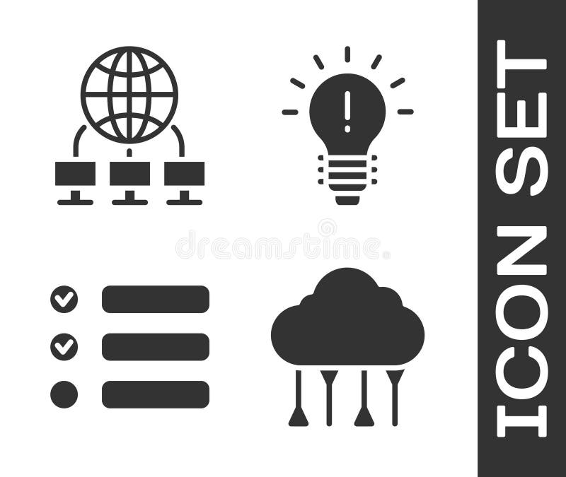 Set Network Cloud Connection, Computer Network, Task List and Light ... Set Network Cloud Connection, Computer Network, Task List and Light ...