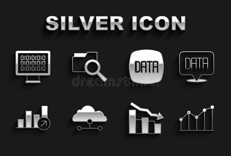 Set Network Cloud Connection, Data Analysis, Pie Chart Infographic, Financial Growth Decrease ...