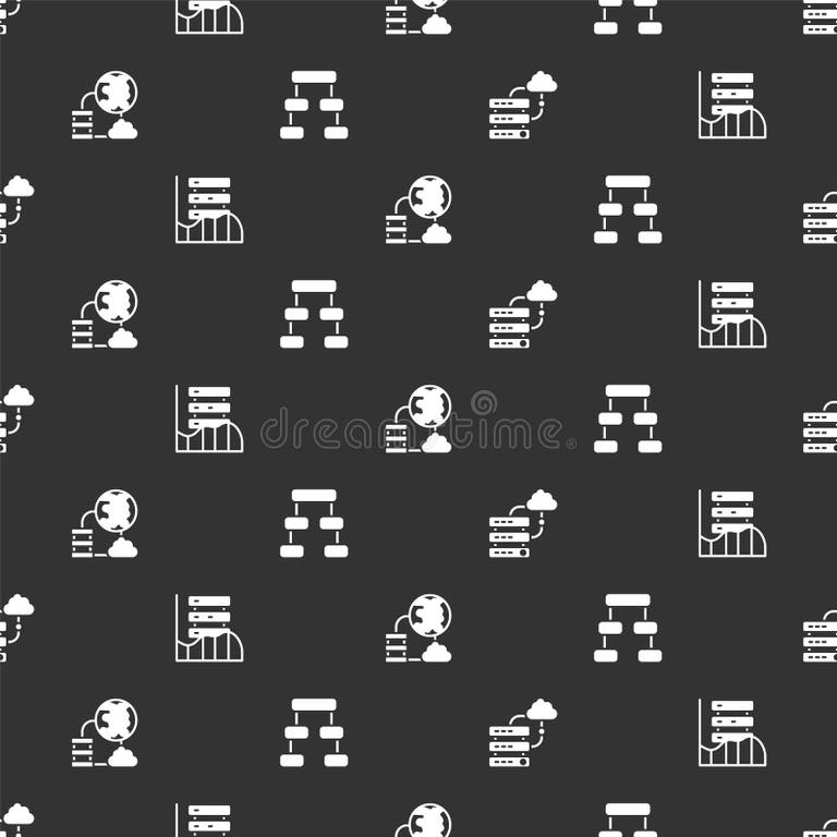 Set Network Cloud Connection Server Data Web Hosting And Hierarchy Organogram Chart On