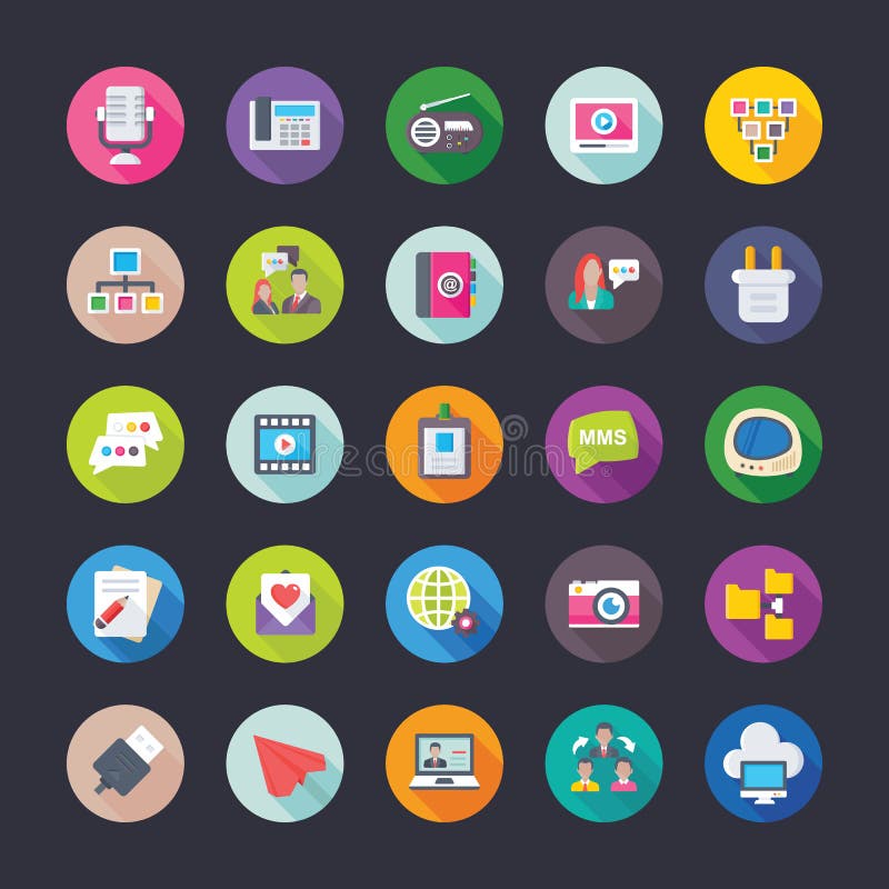 Communications Colored Line Icons Stock Vector - Illustration of object ...