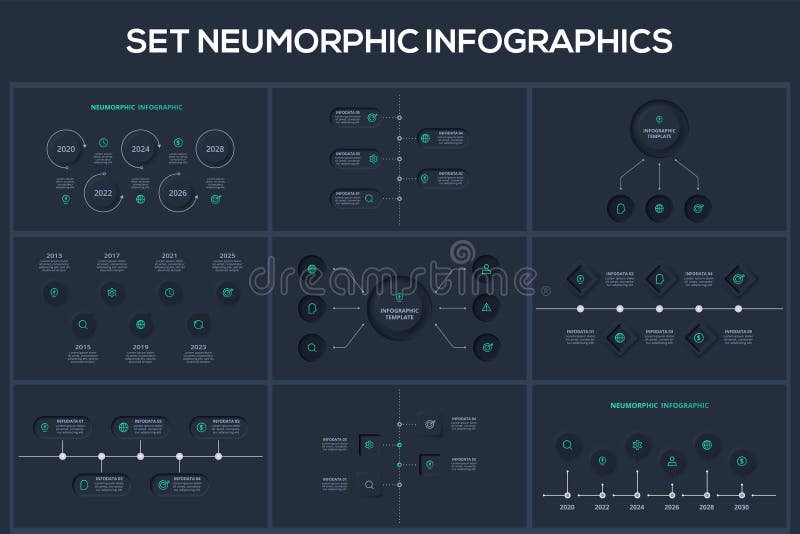 Neumorphic Flowchart Dark Iinfographic. Creative Concept for ...