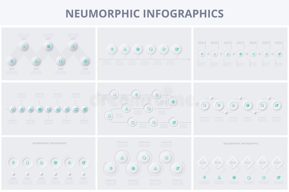 Set Neumorphic Flowchart Infographic. Creative Concept for Infographic ...