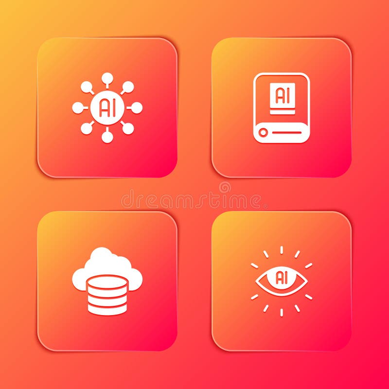 Set Neural Network, Artificial Intelligence AI, Cloud Database and Icon ... Set Neural Network, Artificial Intelligence AI, Cloud Database and Icon ...