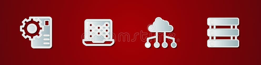 Set Neural Network, Network Cloud Connection and Server, Data Icon ...