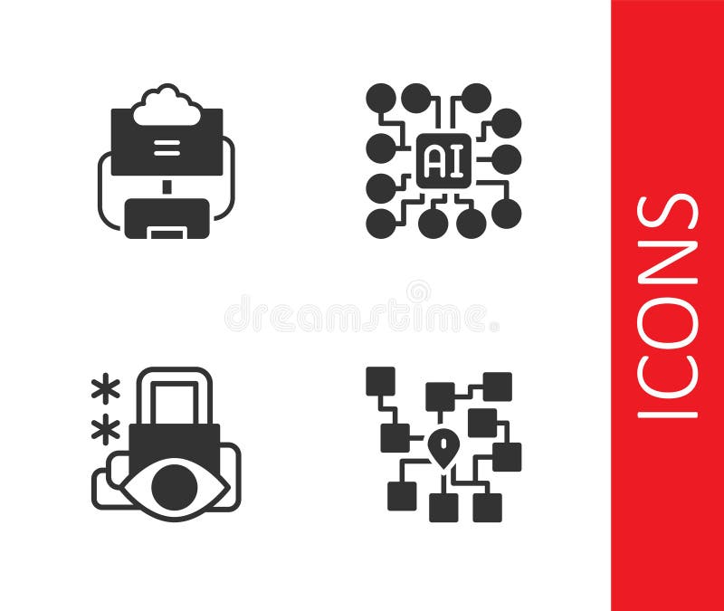 Set Neural Network, Cloud Database, Cyber Security and Icon. Vector ... Set Neural Network, Cloud Database, Cyber Security and Icon. Vector ...