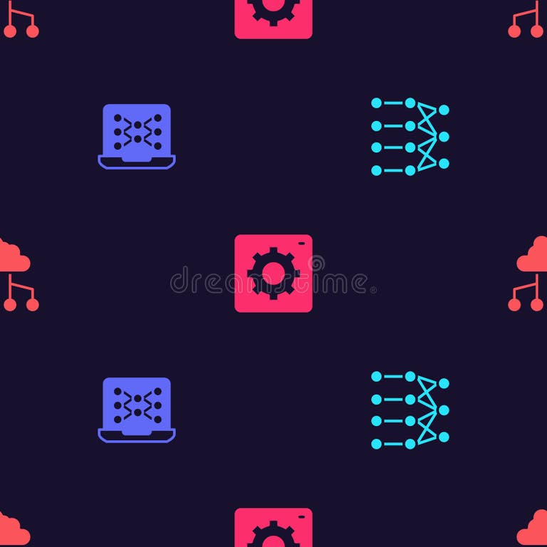 Set Neural Network, Computer Api Interface and Network Cloud Connection on Seamless Pattern ...