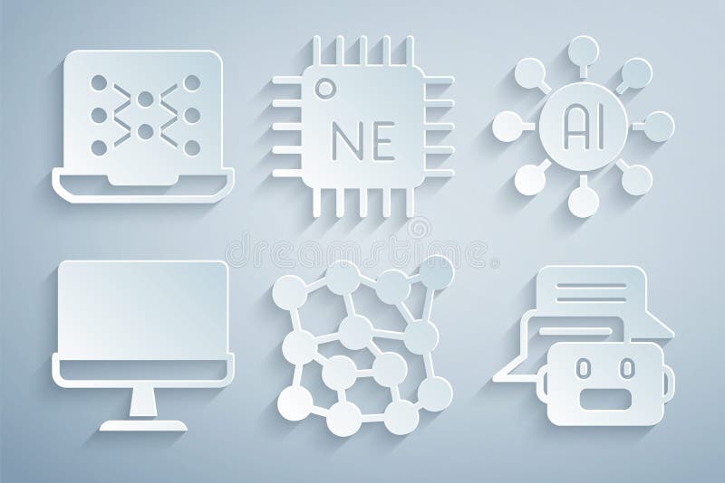 Set Neural Network, Computer Monitor, Chat Bot, Processor CPU and Icon ... Set Neural Network, Computer Monitor, Chat Bot, Processor CPU and Icon ...