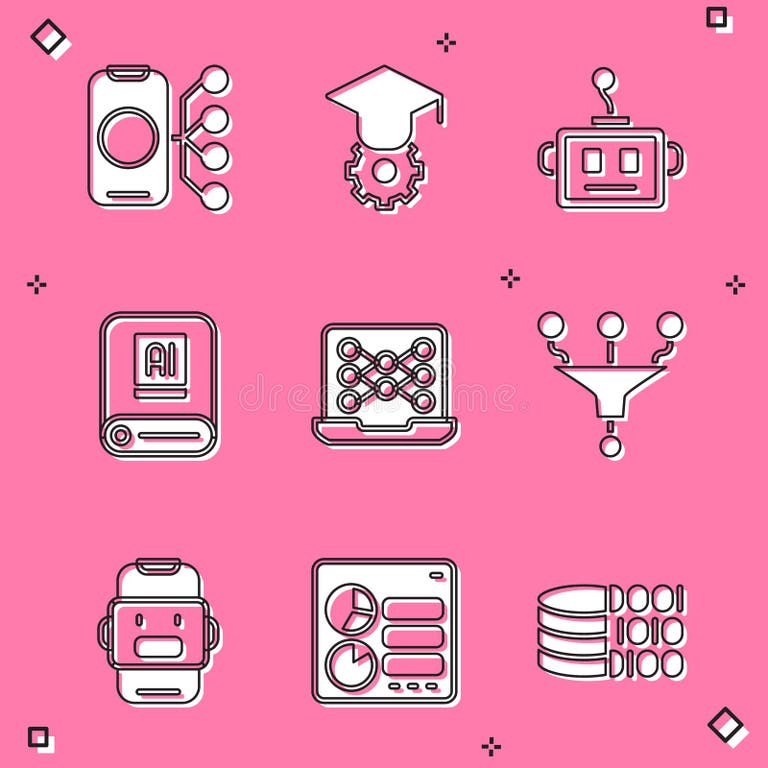 Set Neural Network, Graduation Cap, Artificial Intelligence Robot, AI, Funnel Filter, Chat and ...