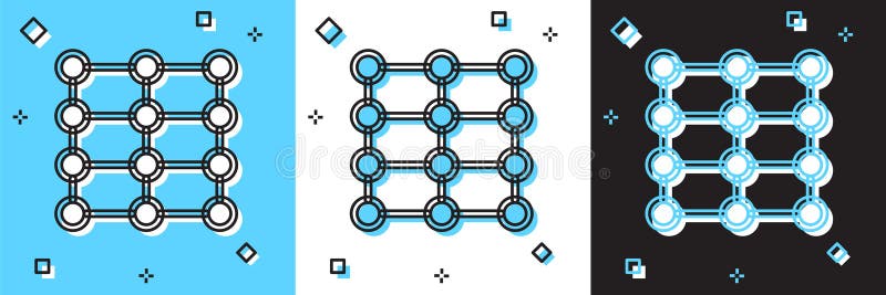 Set Neural Network Icon Isolated on Blue and White, Black Background ...