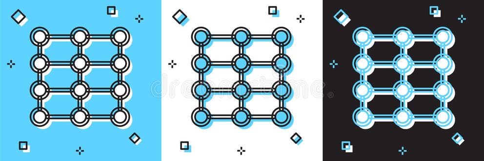 Set Neural Network Icon Isolated on Blue and White, Black Background ...
