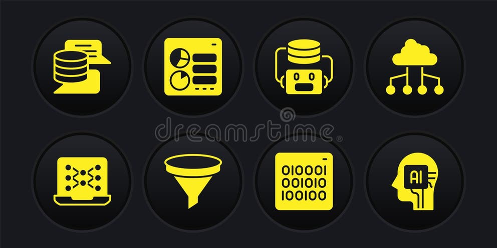 Set Neural Network, Network Cloud Connection, Funnel Filter, Binary Code, Artificial ...