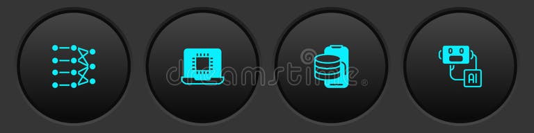 Set Neural Network, Processor CPU, Cloud Technology Data Transfer and Artificial Intelligence ...