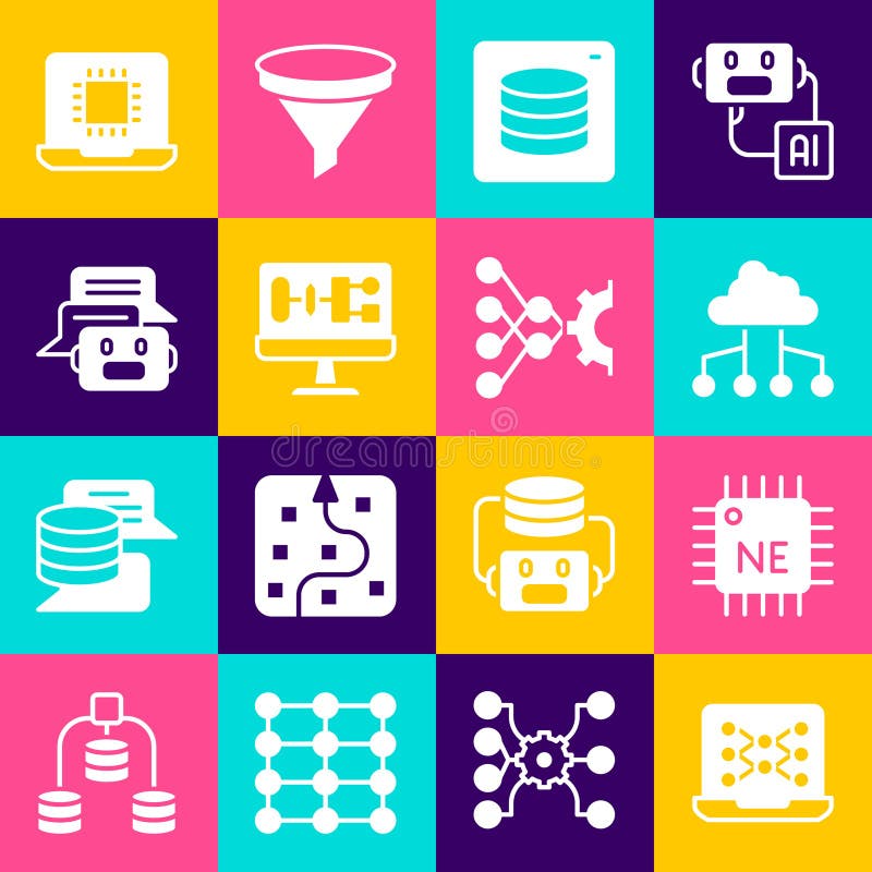 Set Neural Network, Processor CPU, Network Cloud Connection, Server ... Set Neural Network, Processor CPU, Network Cloud Connection, Server ...