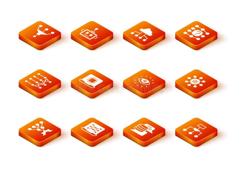 Set Neural Network, Processor CPU, Server, Data, Artificial Intelligence AI, Algorithm and Icon ...