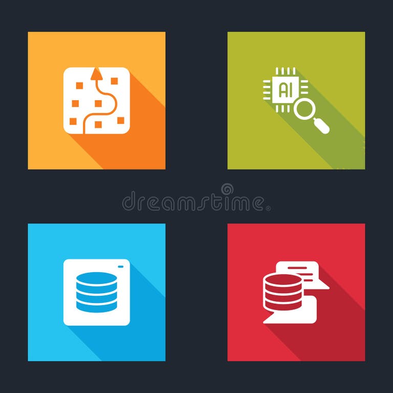 Set Neural Network, Processor CPU, Server, Data and Icon. Vector Stock Vector - Illustration of ...