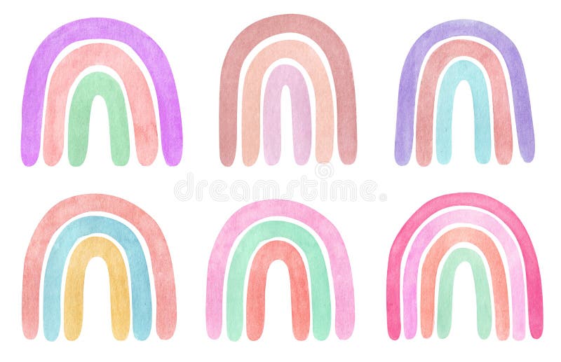 Set of Neutral Calm Rainbows, in Blue, Green, Pink Colors. Stock ...