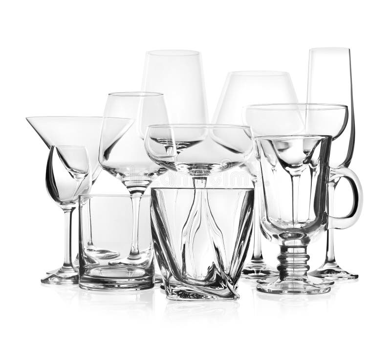 Set of New Bar Glassware on White Background Stock Image - Image of ...