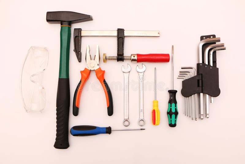 Set of a New Hand Tool on a White Background Stock Image - Image of ...